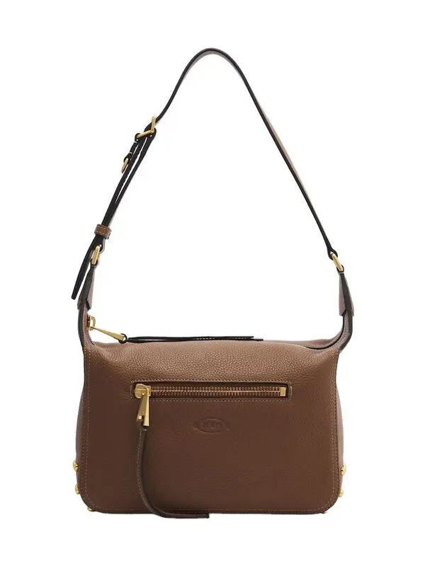 TOD'S Metal Dots Mini Leather Shoulder Bag - Brown