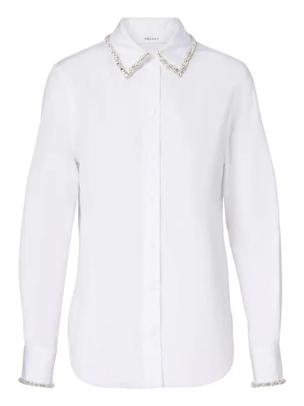 Alexander McQueen Embellished Cotton Poplin Shirt - White