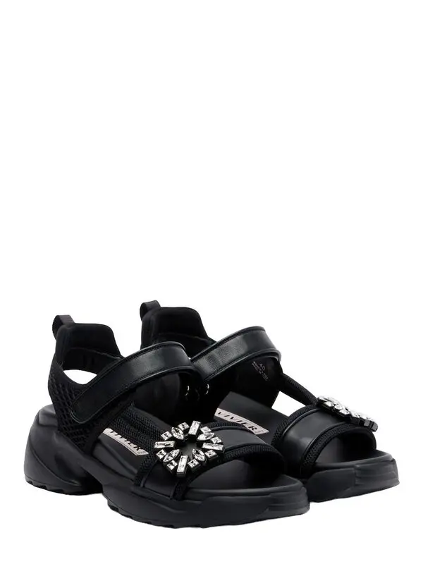 ROGER VIVIER Viv' Run Embellished Sandals - Black