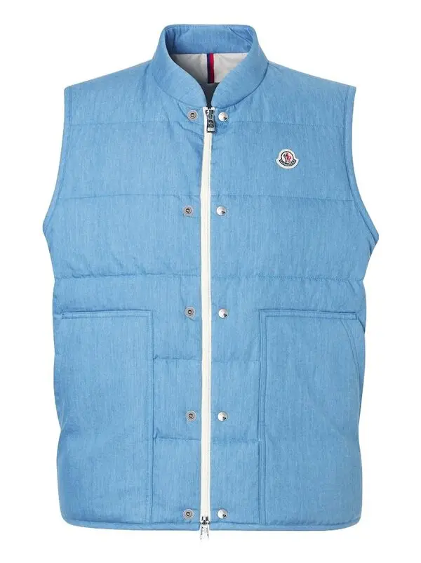Moncler Heceta Denim Down Vest - Blue