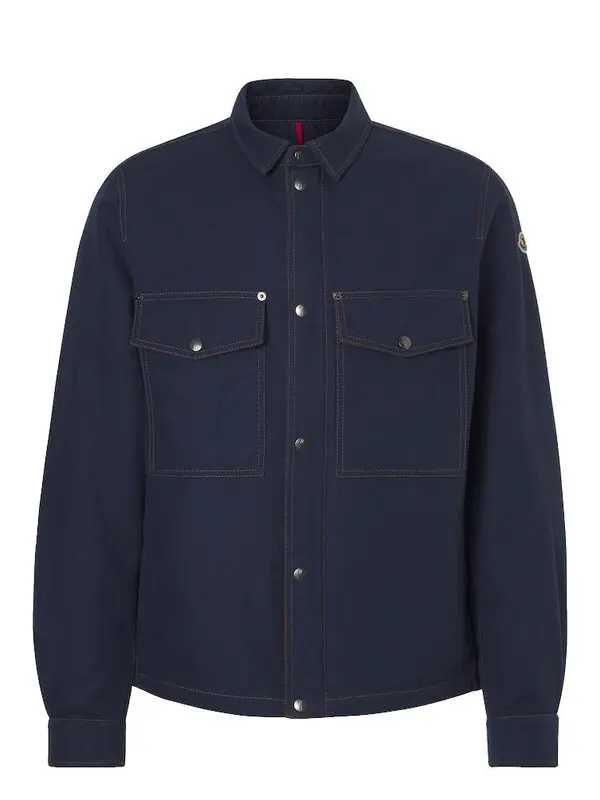 Moncler Cotton And Linen Field Jacket - Blue