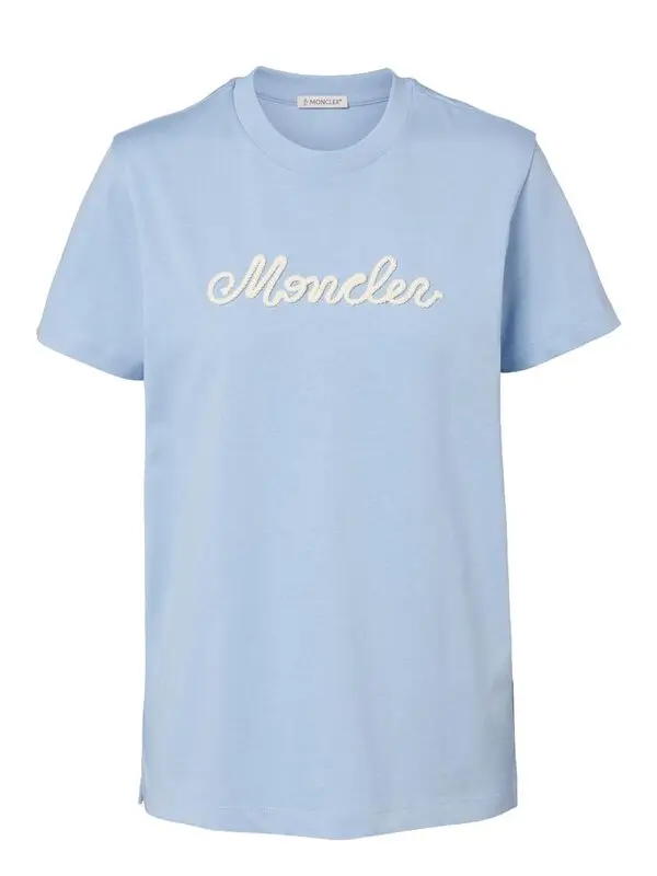 Moncler Logo Cotton T-shirt - Blue