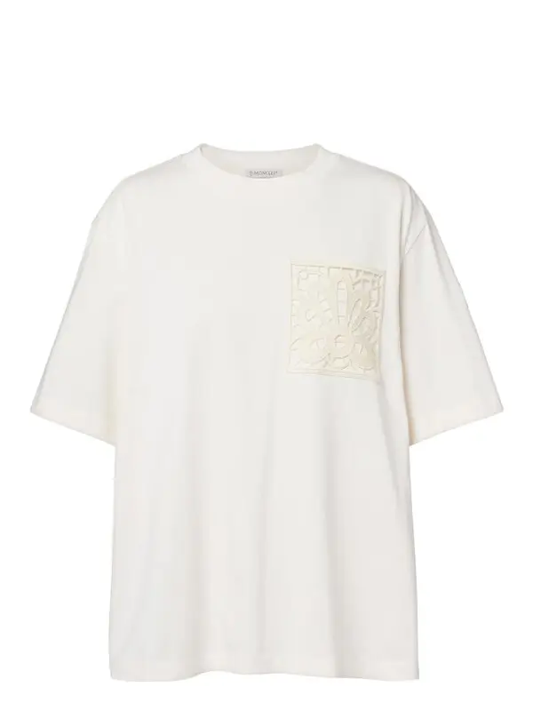 Moncler Embroidered Oversized Cotton Jersey T-shirt - White