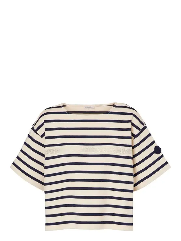 Moncler Striped Cotton Jersey T-shirt - White