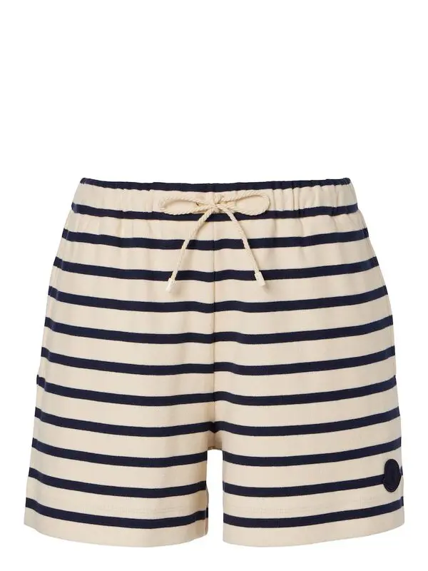 Moncler Striped Cotton Jersey Shorts - White