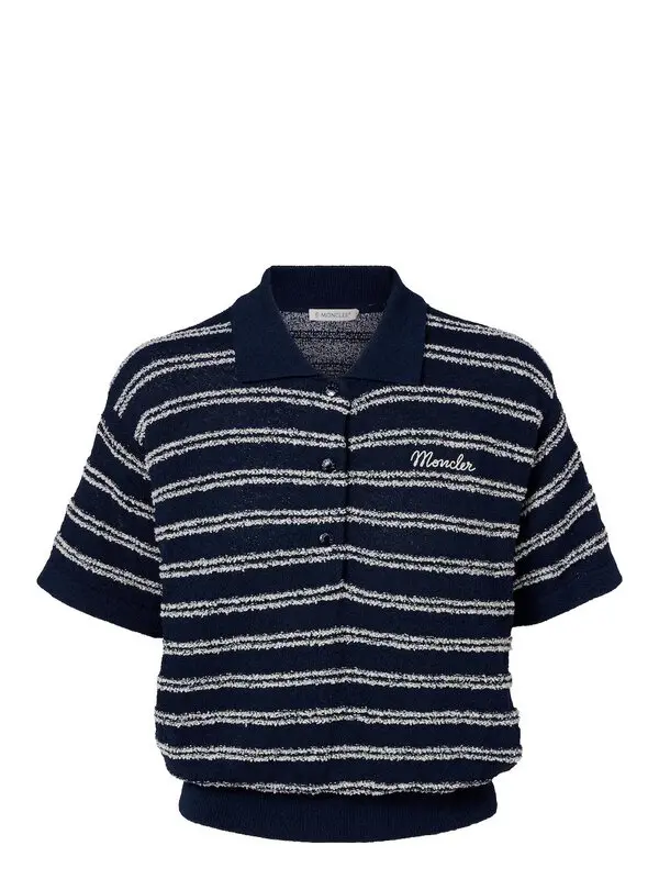 Moncler Logo Striped Cotton-blend Polo Sweater - Blue