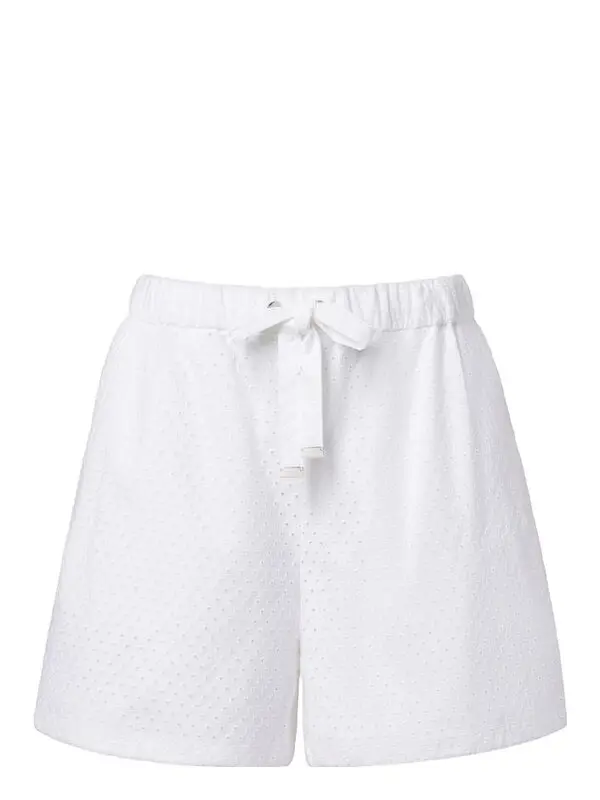 Moncler Broderie Anglaise Cotton Shorts - White