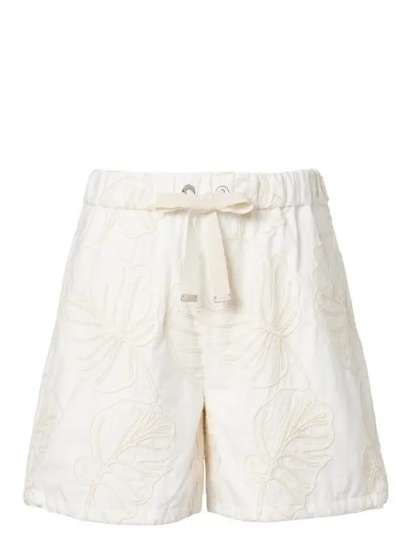 Moncler Embroidered Cotton Shorts - White