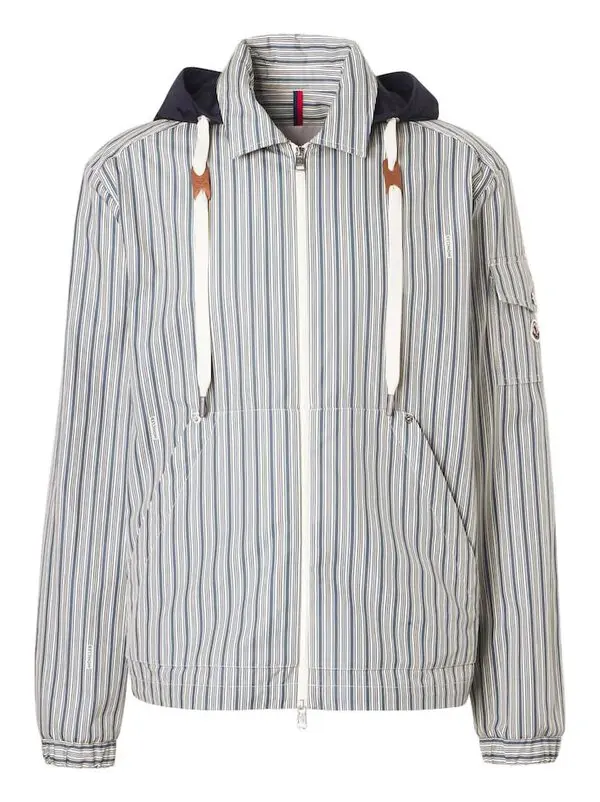 Moncler Havas Striped Poplin Blouson Jacket - Blue