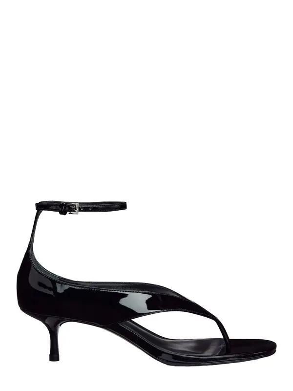 REFORMATION Stef Heeled Sandal Patent - Black