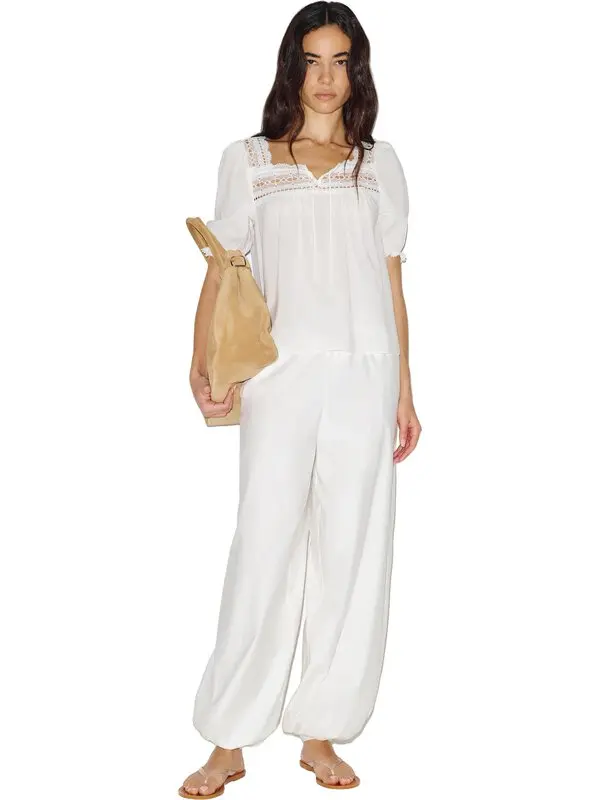 REFORMATION Wildflower Lace Top - Ivory