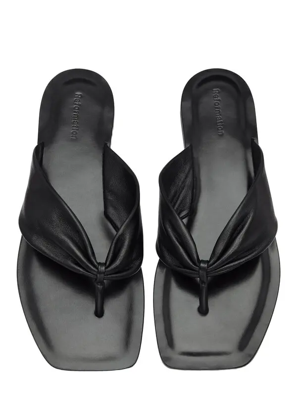 REFORMATION Larsen Leather Thong Sandals - Black