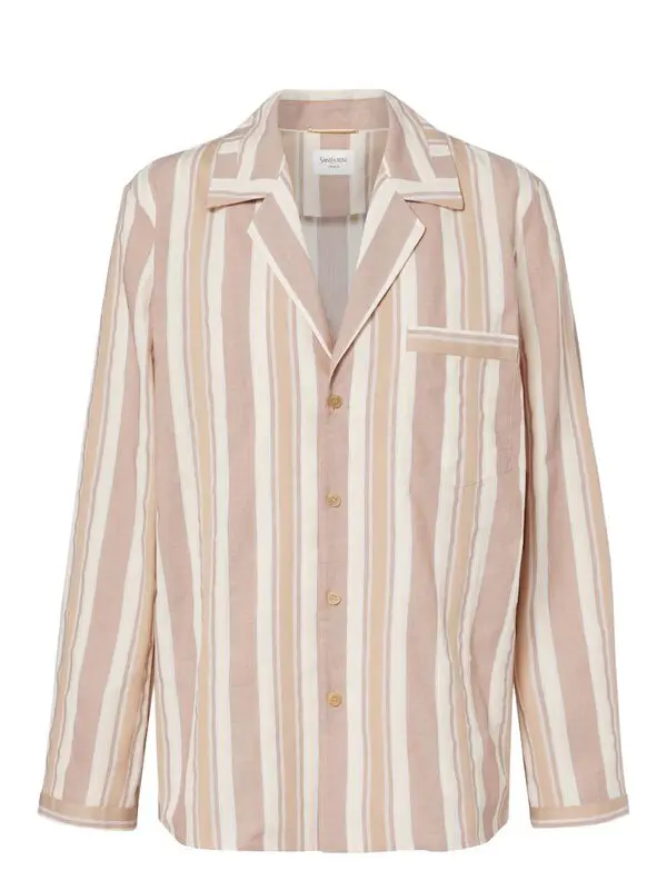 Saint Laurent Striped Cotton Pajama Shirt - Beige