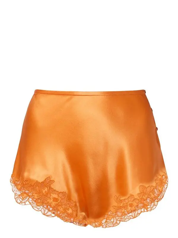 Saint Laurent Lace-trimmed Silk Crepe Muslin Shorts - Orange