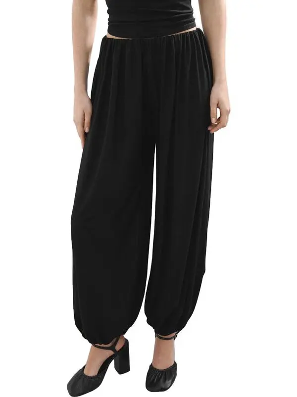 Mango Pleated Balloon Casual Pants - Black