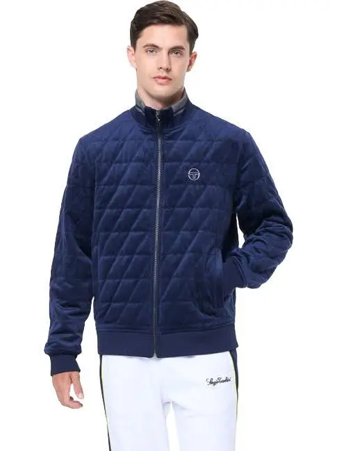 SERGIO TACCHINI Quilted Velour Bomber Jacket - Maritime Blue