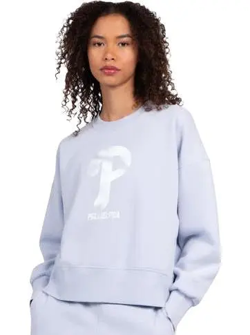 STARTER Philadelphia Phillies Boxy Fleece Sweatshirt - Light Blue