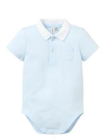 Janie And Jack Baby Bunny Pique Polo Bodysuit - Blue