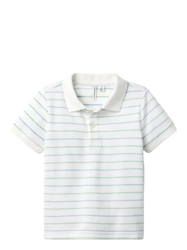 Janie And Jack The Striped Pique Polo - White