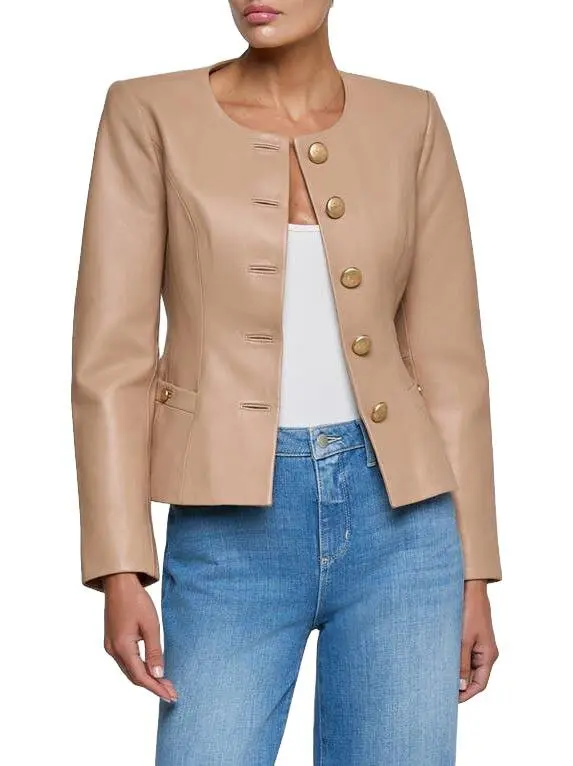 L'Agence Mariella Leather Blazer - Cappuccino