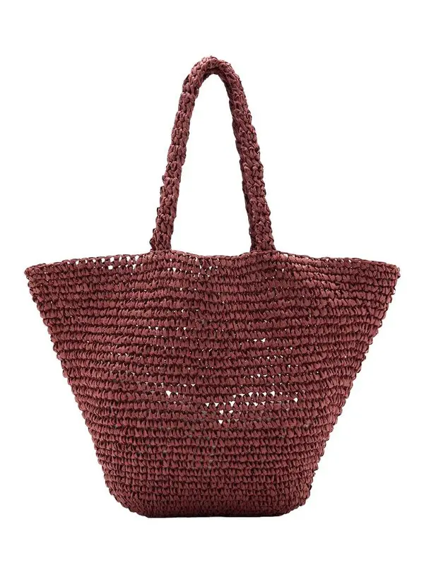 Mango Natural Fiber Tote - Burgundy