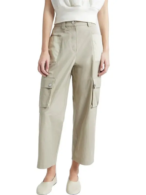3.1 Phillip Lim Colorblock Crop Wide Leg Pants - Khaki-birch