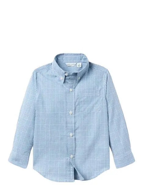 Janie And Jack Plaid Poplin Shirt - Blue