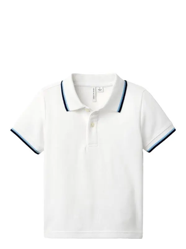 Janie And Jack The Stripe Trim Polo - White