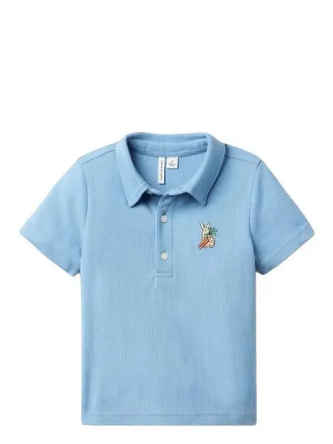 Janie And Jack Bunny Pique Polo - Blue