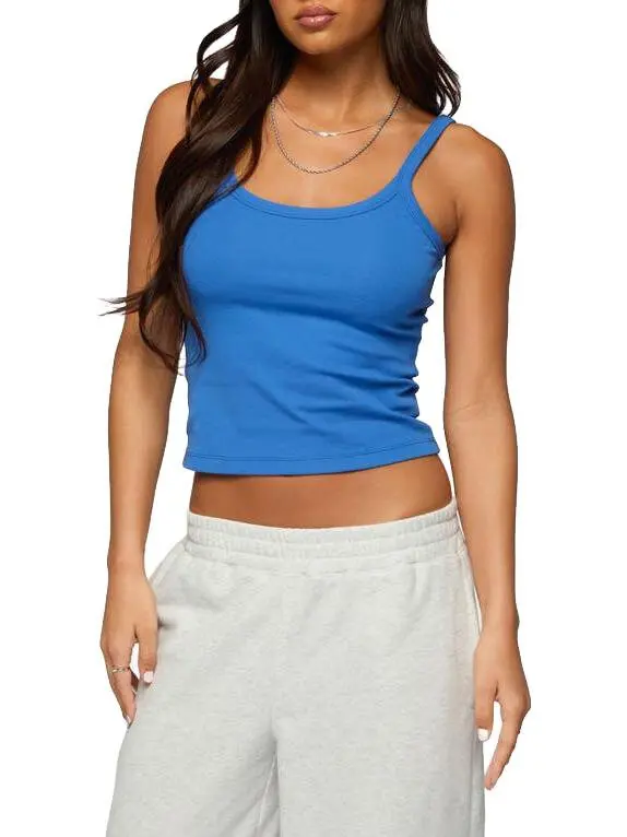 EDIKTED Stretch Cotton Crop Camisole - Blue