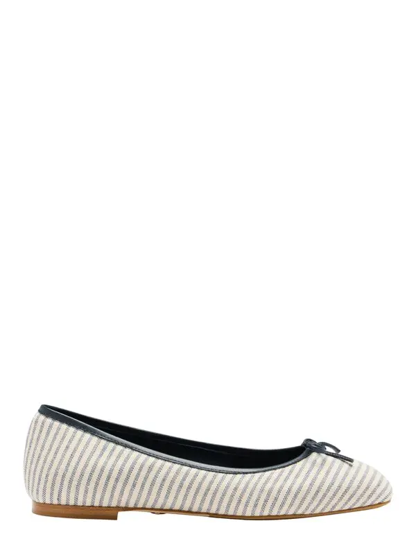 Sarah Flint Perfect Ballet Flat - Navy Striped Linen