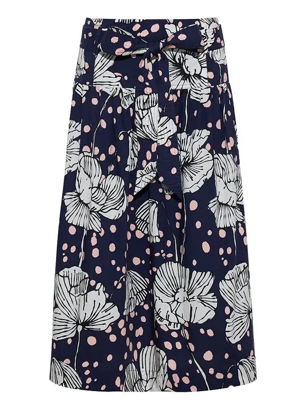 Cara Cara Jiya Printed Midi Skirt - Dotted Flora Navy