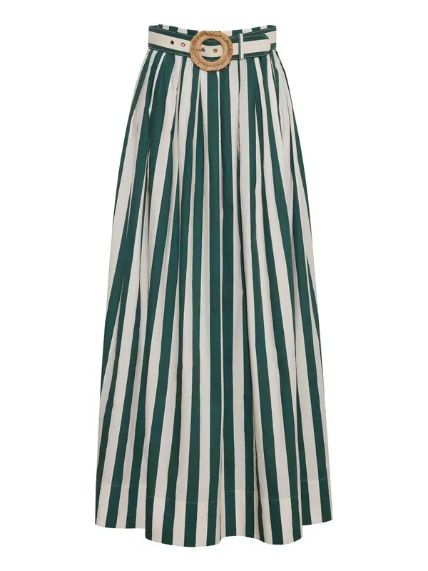 Cara Cara Greenfield Maxi Skirt - Green White Stripe