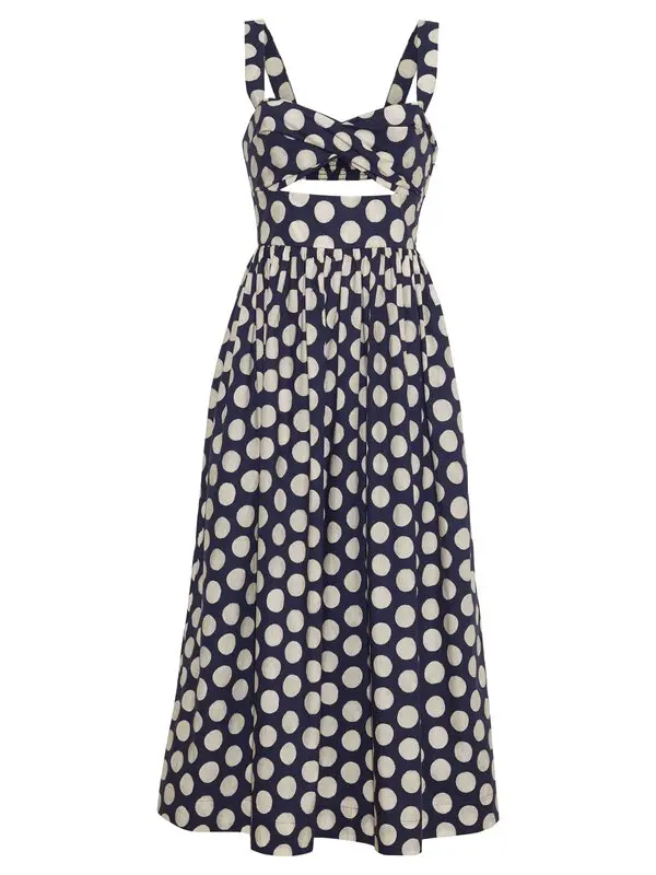 Cara Cara Clover Printed Midi Dress - Celeste Dot Navy
