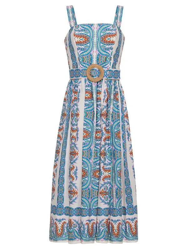Cara Cara Julie Printed Midi Dress - Cypress Egret