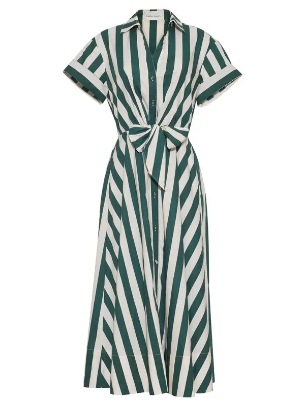 Cara Cara Asbury Stripe Shirtdress - Green White Stripe