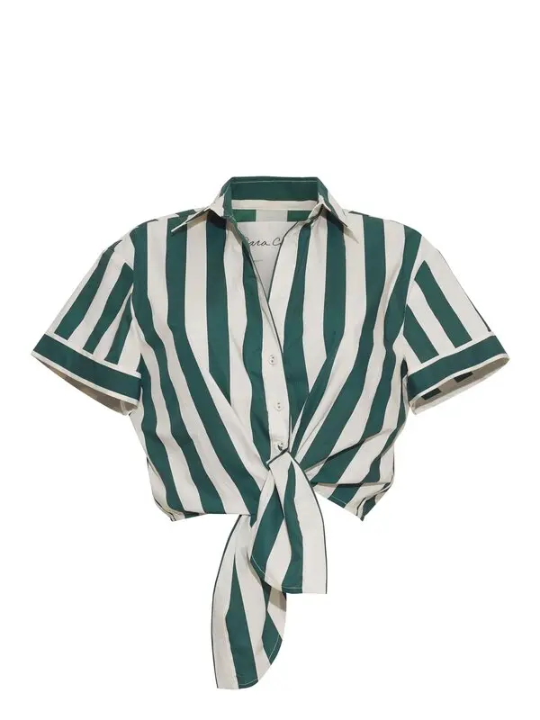 Cara Cara Asbury Top - Green White Stripe