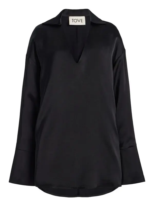 Tove Luisa Satin Top - Black