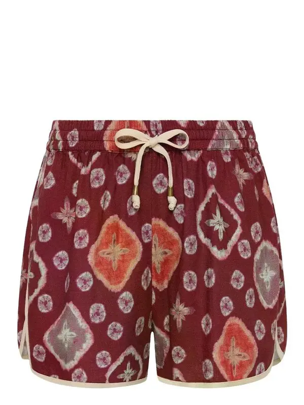 The Upside Patterned Drawstring Shorts - Brown
