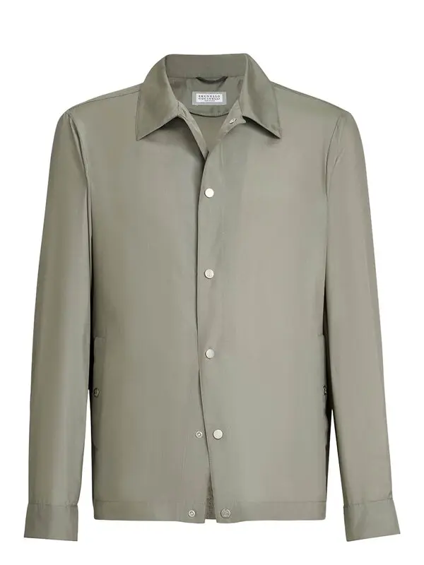 Brunello Cucinelli Silk-blend Water-resistant Shirt Jacket - Brown