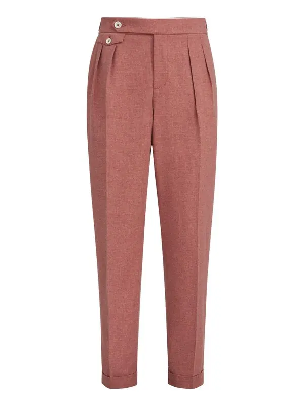 Brunello Cucinelli Wool-cotton-silk Tailored Trousers - Pink