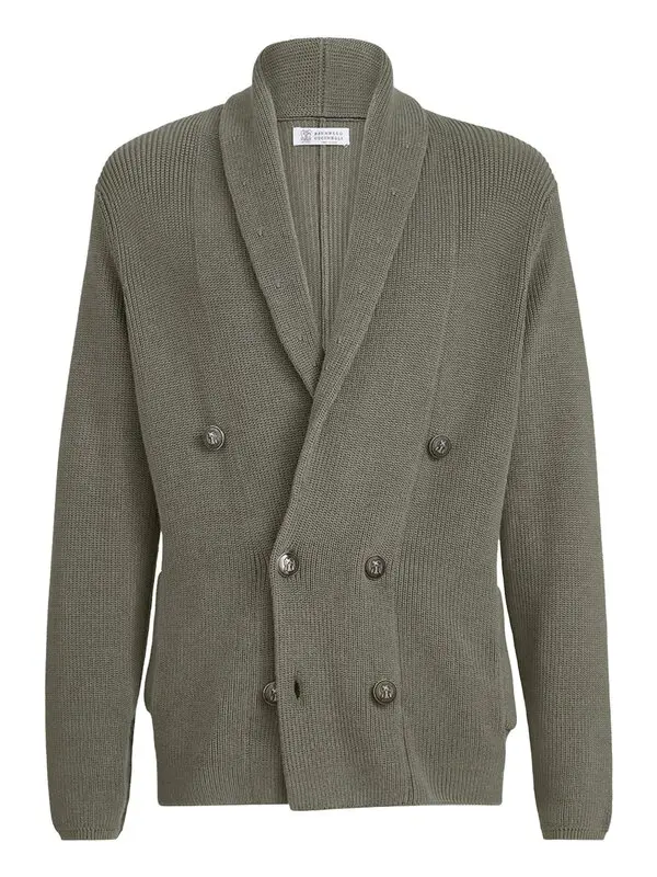 Brunello Cucinelli Cotton Double-breasted Cardigan - Green