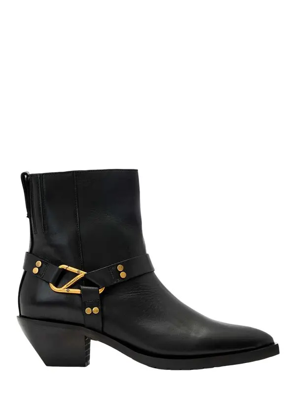 ALLSAINTS Leather Fox Carabiner Boots - Black