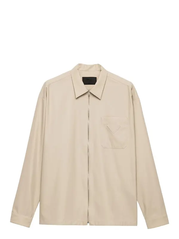Prada Cotton Zip-up Shirt - Neutral