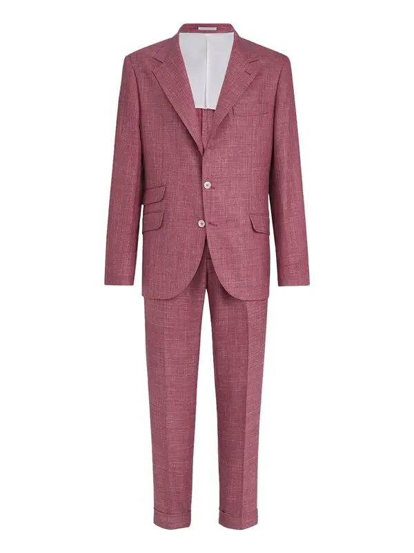 Brunello Cucinelli Wool-linen-silk 2-piece Suit - Red