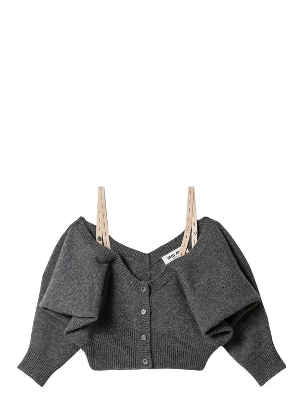 Miu Miu Cashmere Cropped Cardigan - Grey