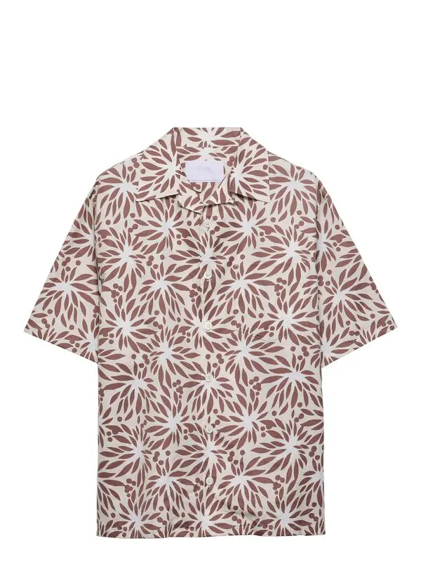 Prada Cotton-silk Short-sleeve Bowling Shirt - Neutral