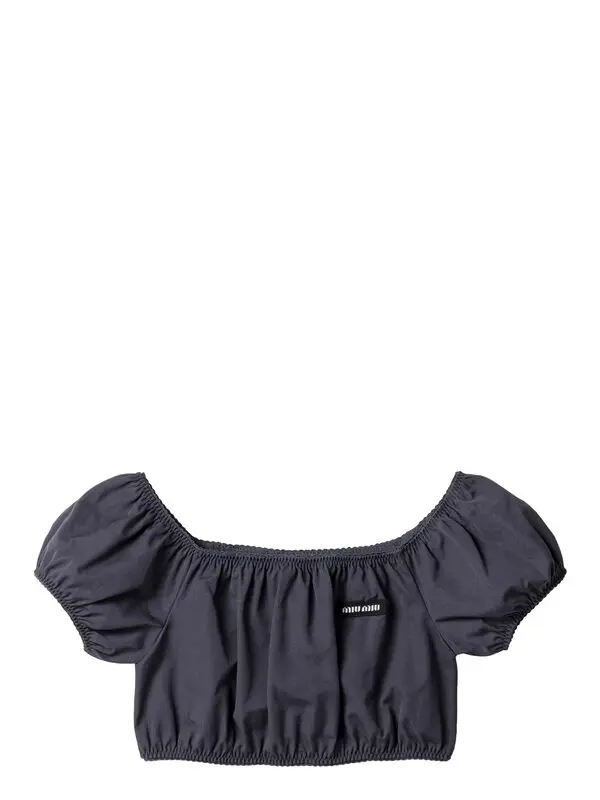 Miu Miu Cotton Poplin Crop Top - Grey