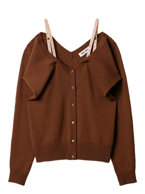 Miu Miu Cashmere Cropped Cardigan - Brown