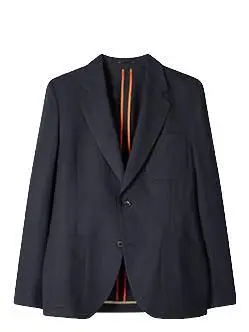 Paul Smith Navy Linen Two-button Blazer - Blue